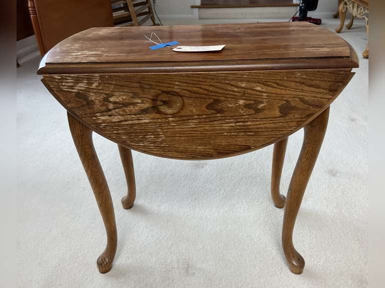 Drop leaf side table that needs refinished. No brackets underneath to ...