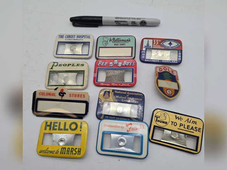 Nice Group of Colorful Advertising Name Tags-Stores, Services and ...