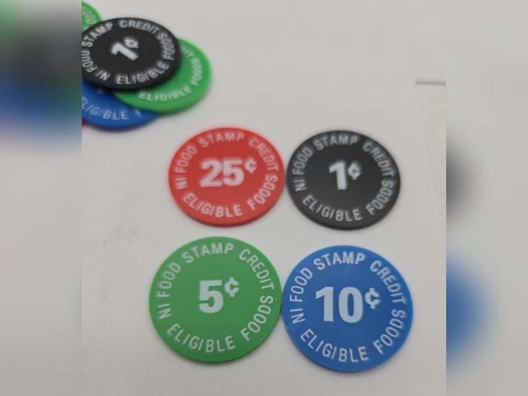 (79) KENTUCKY PLASTIC FOOD STAMP CREDIT TOKENS - INCLUDES SMALL TOWNS ...