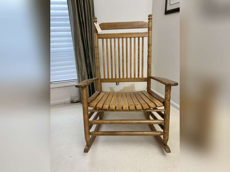 Large wooden rocking chair from Cracker Barrel, 46 inches tall ...