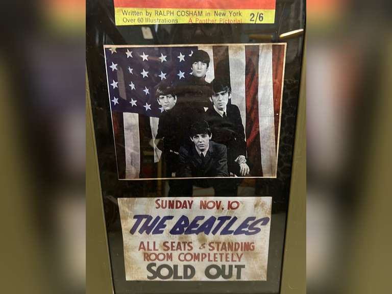 34” x 15” Framed Beatles flyers and The Beatles, The Definitive Guide ...