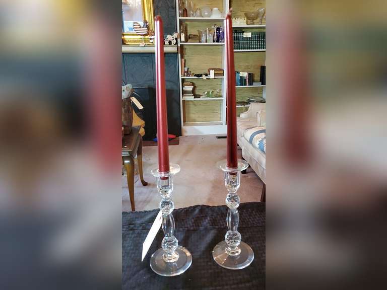 Set of glass candles holders with maroon metallic candles - Northern ...