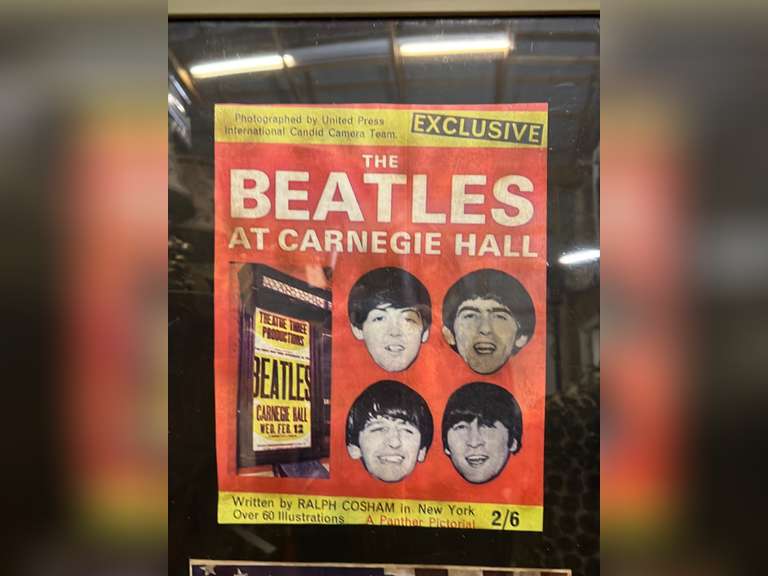 34” x 15” Framed Beatles flyers and The Beatles, The Definitive Guide ...