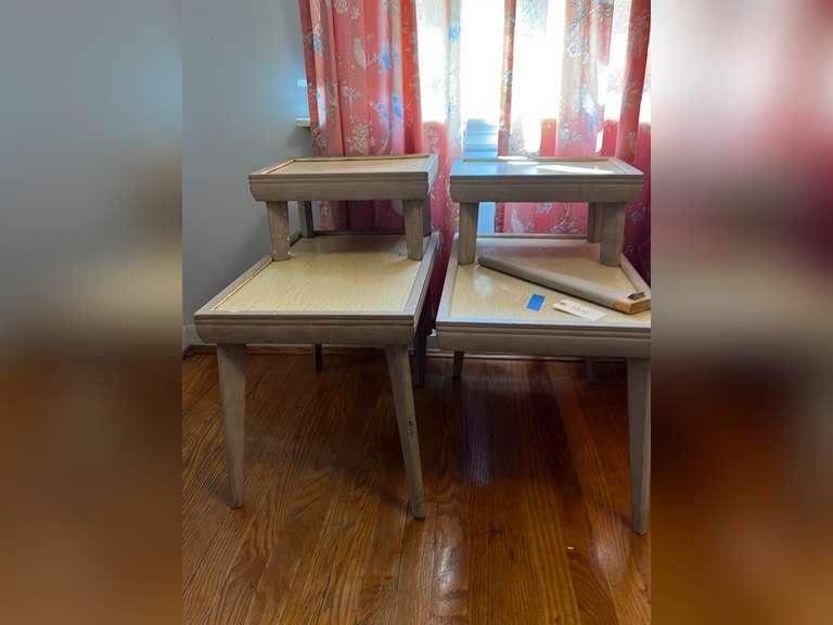 Pair of mid century end tables which needs repaired. 23 1/2 inches tall ...