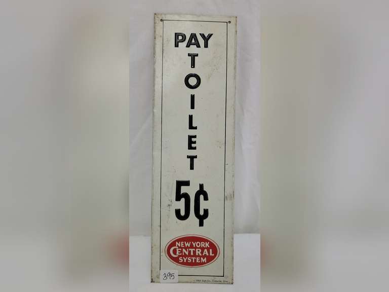 New York Central System Pay Toilet Tin Sign - Northern Kentucky Auction ...