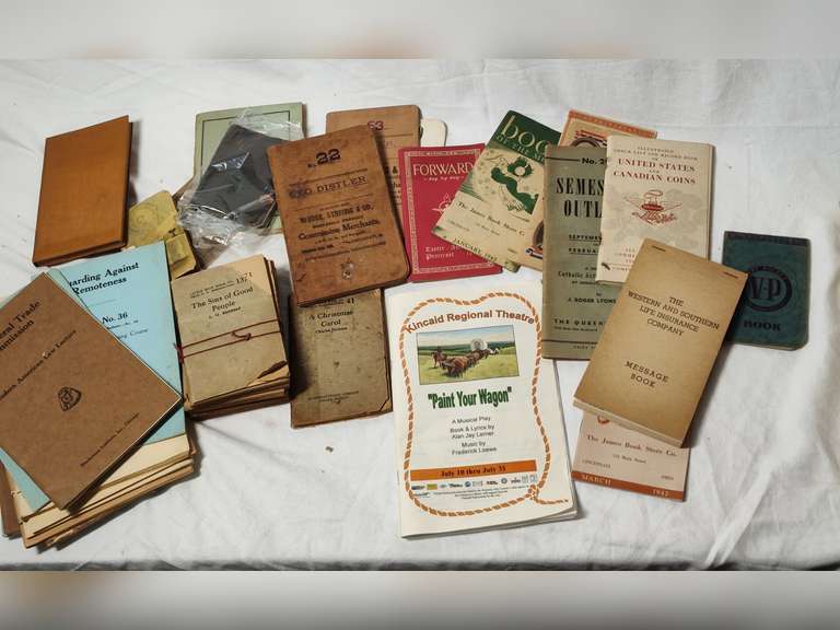 Old ephemera books, message books, coin books, theater program and more ...