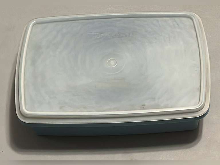 Divided Tupperware container that had coins stored in it. Approx 9 1/2 ...