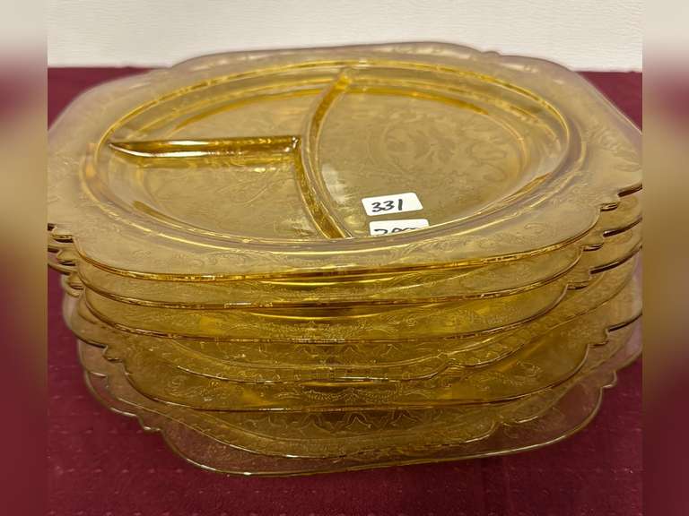Yellow Depression Glass Divided Plates (7) 10 1/4" - Northern Kentucky ...