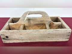 Primitive wooden handled divided box, rustic home décor, storage box ...