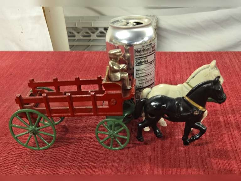 Cast iron wagon with 2 horses and driver - Northern Kentucky Auction, LLC