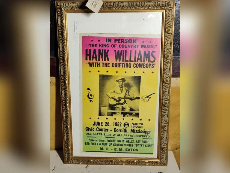 1952 Hank Williams poster, approximately 22"x13" frame - Northern ...