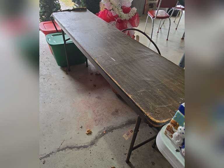 Folding wooden top table, damaged, approximately 18x72x29 - Northern ...