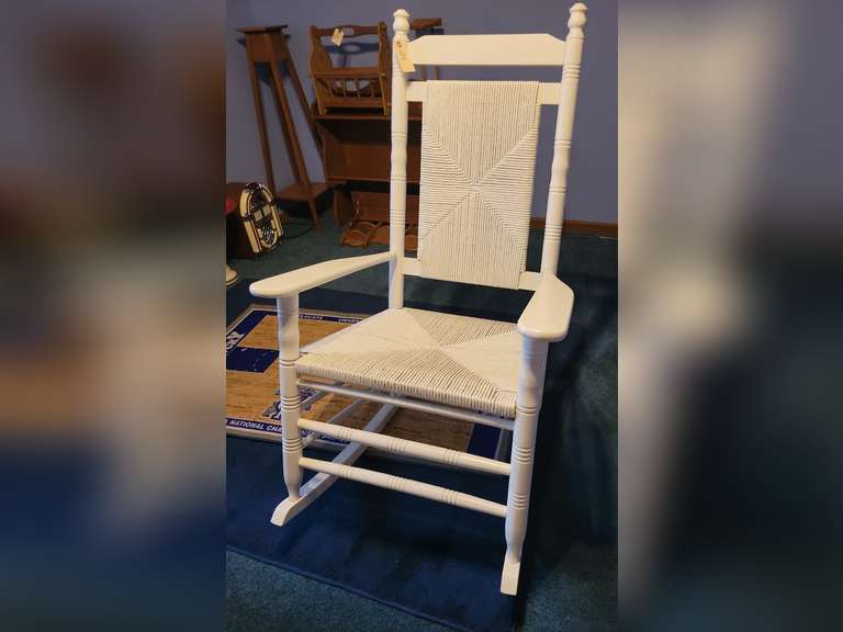 Wood and Wicker Cracker Barrel.Rocker - Northern Kentucky Auction, LLC