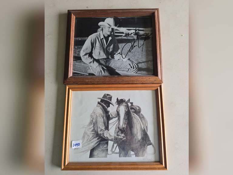 2 Framed prints, 1 autograph Alan Jackson, 1 W. H. Ford, approximately ...