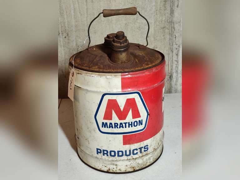 Marathon Oil 5 gallon motor oil can - Northern Kentucky Auction, LLC