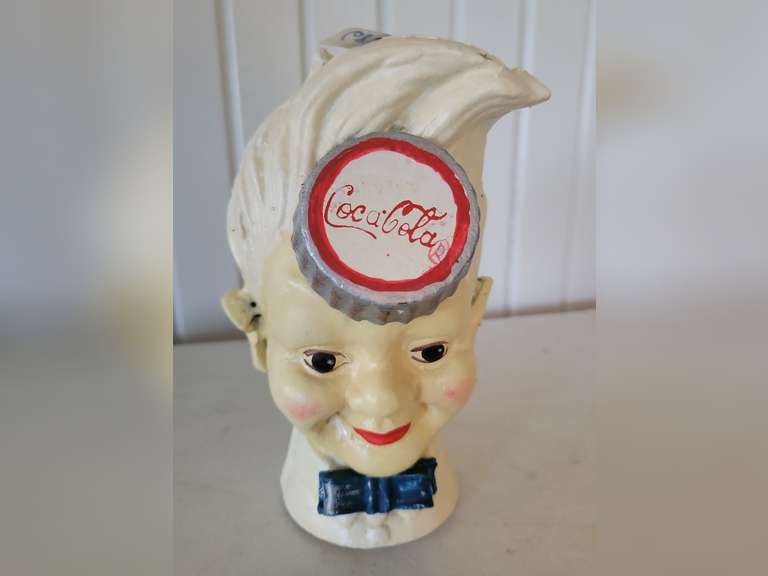 Cast Iron Coca-Cola Coke Sprite Boy Soda Head Heavy Coin Bank ...