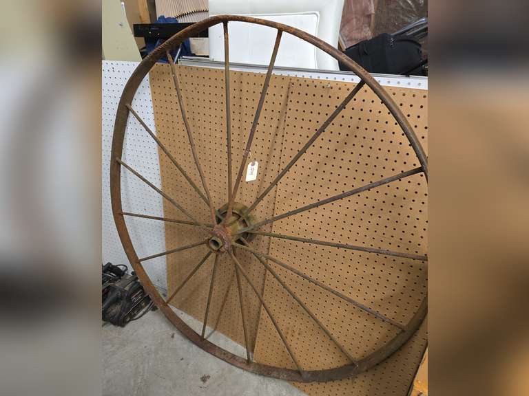 Antique iron horse drawn hay rake wheel with hub - Northern Kentucky ...