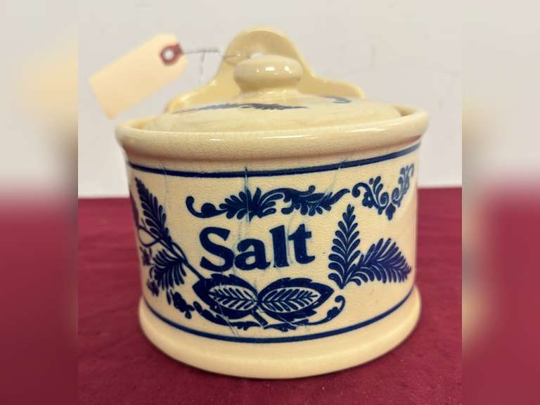 Large Stoneware Blue Salt Cellar Box with lid - Wall Salt cellar box ...