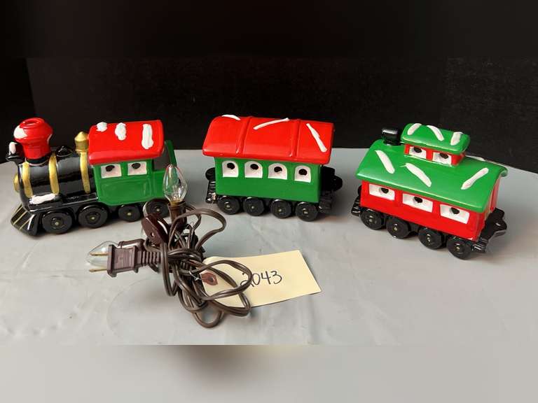 Ceramic train cars with light string, 6 to 7 inches long. - Northern ...