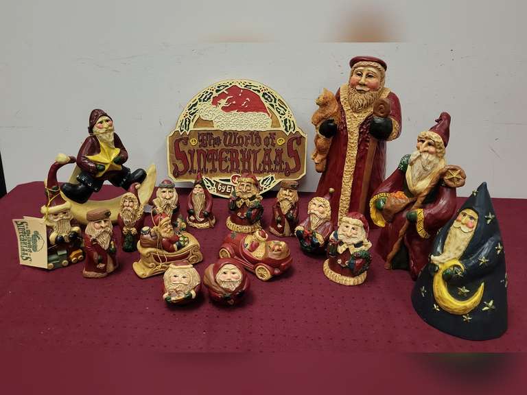 Enesco World of Sinterklaas Sign and Santas - Northern Kentucky Auction ...