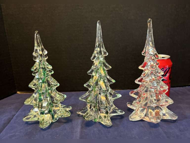 Three heavy glass Christmas trees, 7 and 8 inches tall. - Northern ...