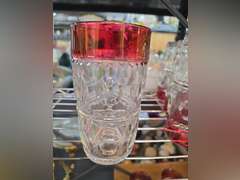 Kings Crown Cranberry Flash Pitcher and 12 Drinking Glasses - Northern ...
