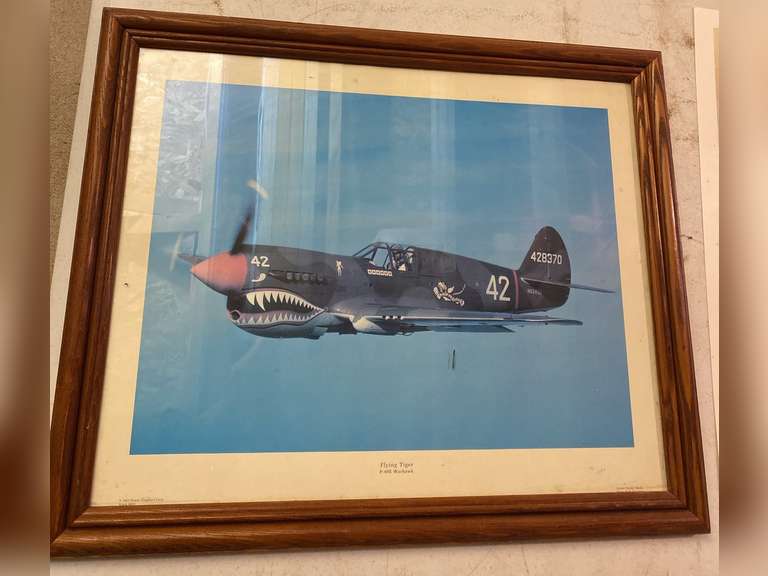 Flying tiger, framed print and Major Carpenters Kites signed and ...