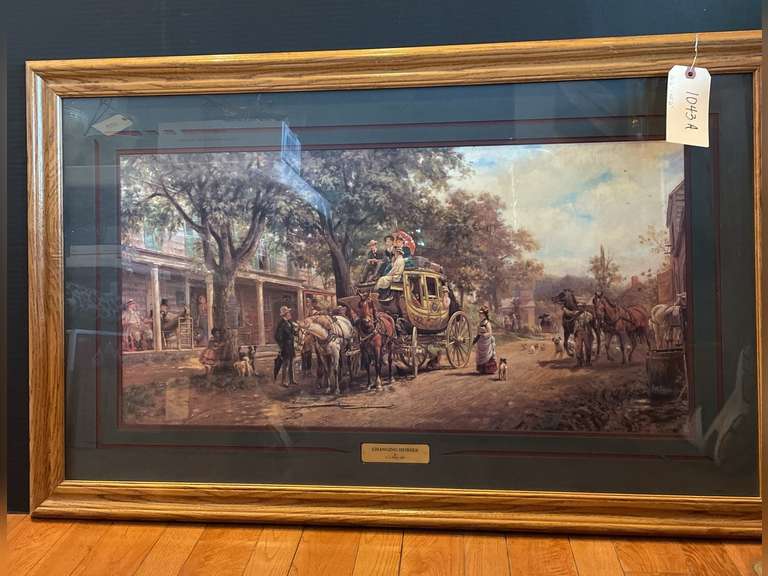 Framed and matted print “Changing Horses” by E. L. Henry, 1880 - 26 1/2 ...