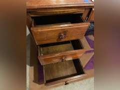 Vintage wood, knee well desk, 39” x 34@ d x 60”w. Needs refinished ...