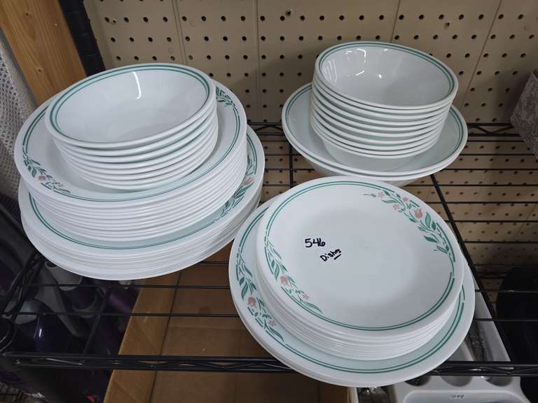 Corelle Dish Set, Setting for 6 with Extras - Northern Kentucky Auction ...