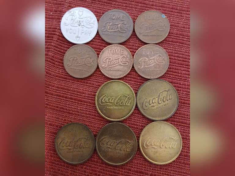 11 Coca-Cola & Pepsi-Cola World Token, Includes Aluminum Pepsi Spinner ...