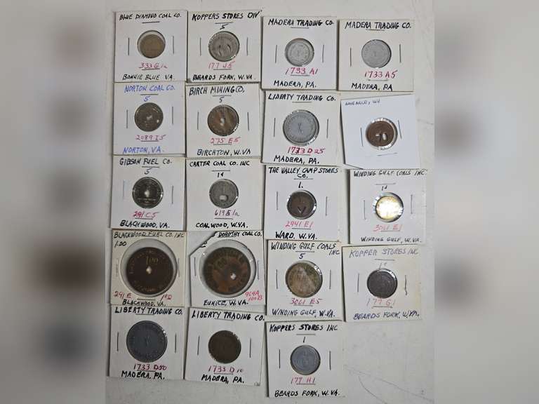 19 West Virginia, Virginia & Pennsylvania Coal Scrip Tokens - Various ...