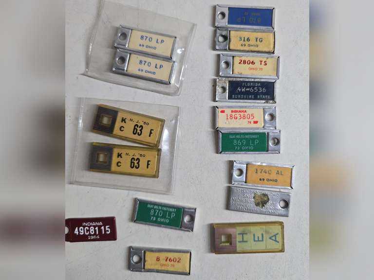 16 License Plates-1950-1974-Keychain Fobs, Ohio, NJ, Florida, Indiana ...