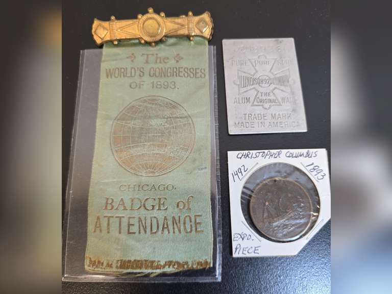 1892 - 1893 Columbian Expo - Chicago -World Congress Ribbon/Illinois ...