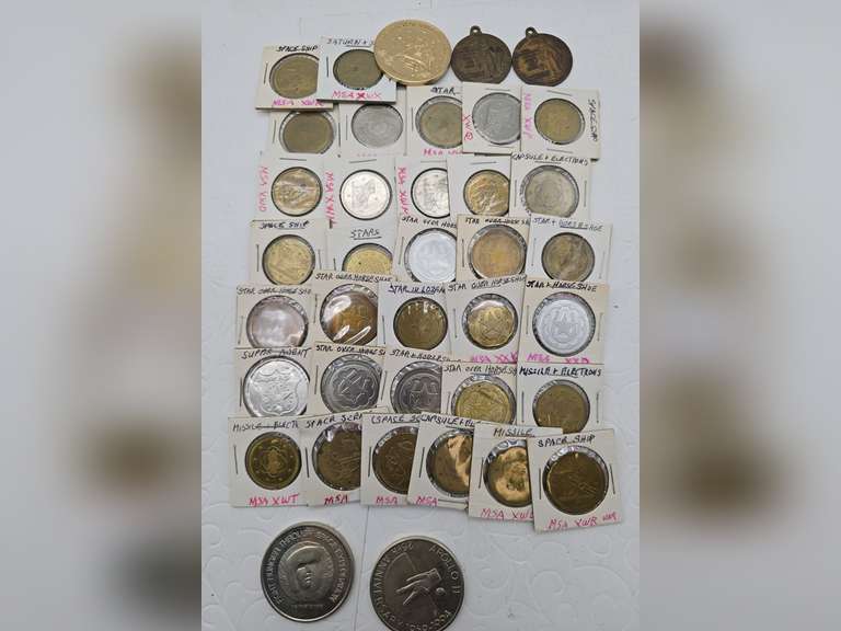Group of Space Theme Arcade Tokens, Star Tokens, Space Theme FOBS ...