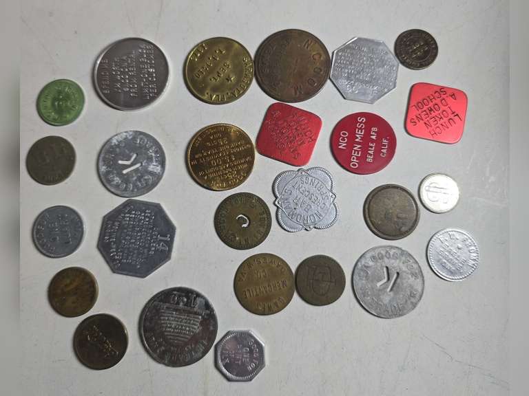 Group of "Good For" Tokens From KY, OH, Military, National Brands ...
