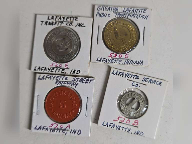 Rare Circa 1900 Lafayette, IN Street Railway Transit Token & 3 Other ...