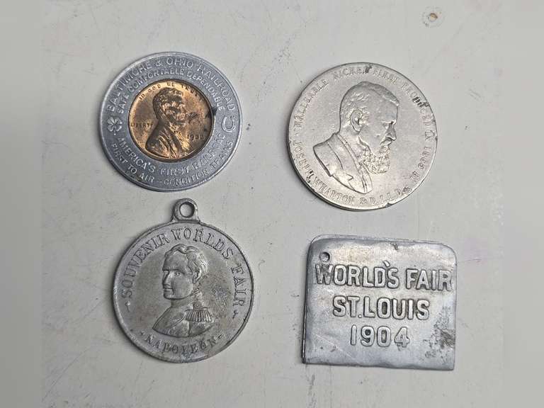 1904 St Louis Worlds Fair Medal, Scarce FOB & Stamp Safe Encasement (No ...