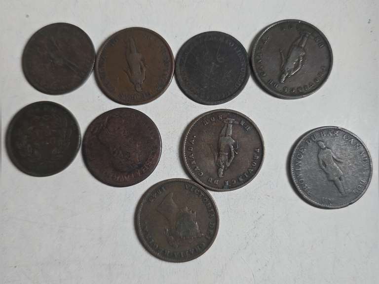 9 - 19th Century Canadian Banking Token & Various Advertising Tokens ...