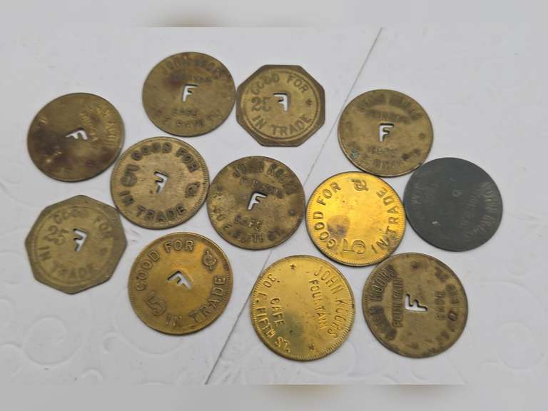 Dayton, OH Workhouse Canteen Token & 12 Fountain Cafe Tokens ...
