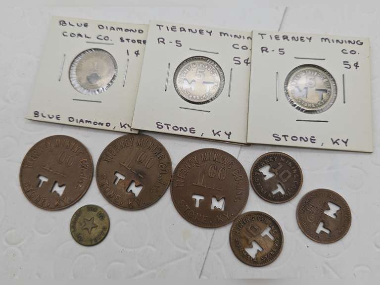 Group of Tierney Mining Co Coal Scrip Tokens - Stone, KY & Blue Diamond ...