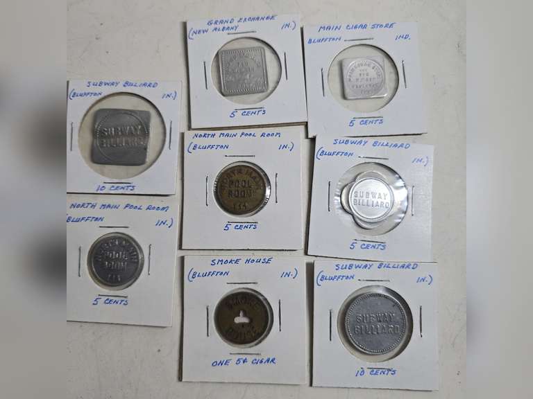 8 Indiana Trade Tokens All Different Bluffton & New Albany - Northern ...