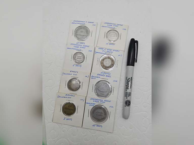 8 Indiana Trade Tokens - All Different - Columbia City & Crawfordsville ...