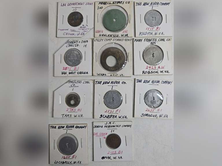 11 West Virginia Coal Scrip Tokens - All Different - Includes R-9 Lax ...
