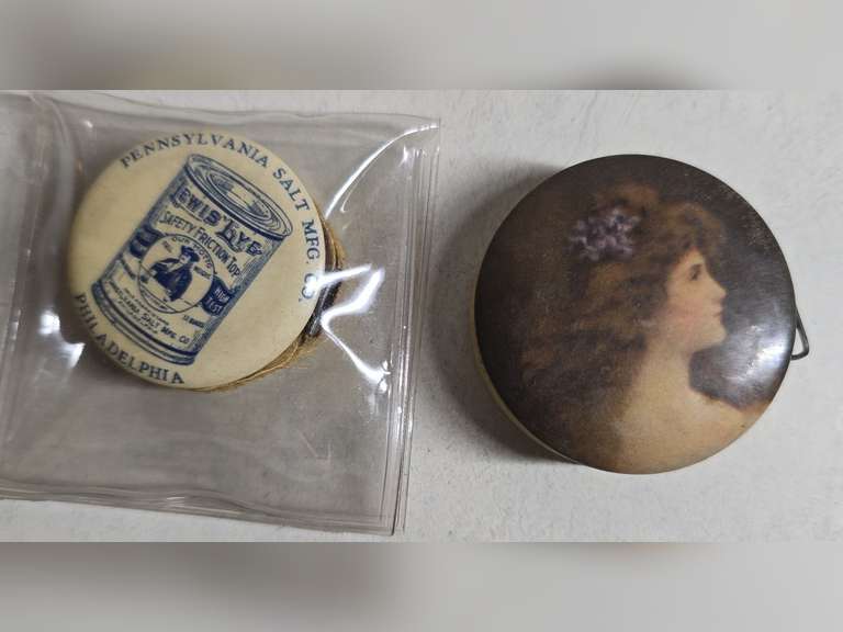 Pat 1919 Lewis Lye, PA Salt Mfg Co. Celluloid Tape Measure (Broken ...