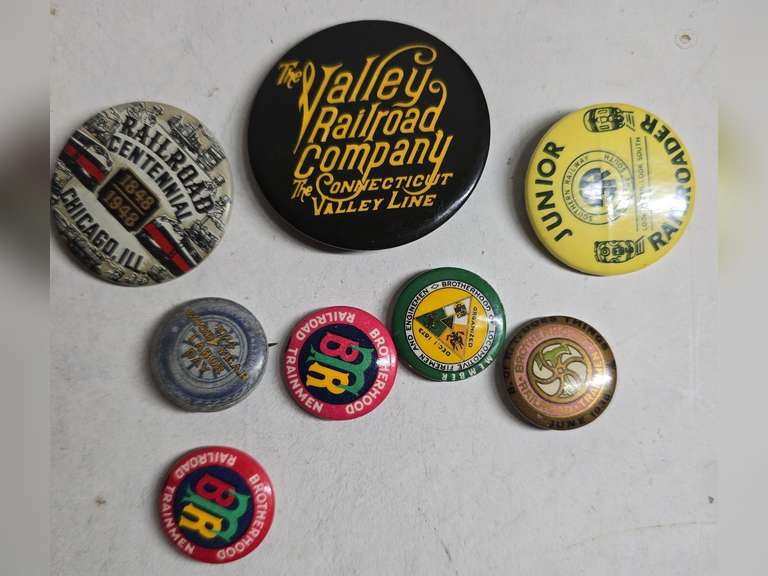 8 Railroad Pinback Buttons, Centennial, Union & Advertising - Northern ...