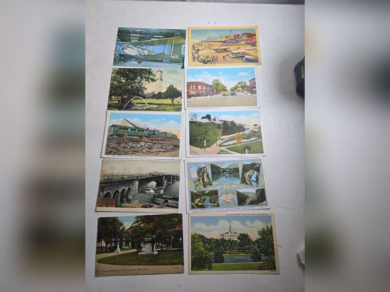 46 United States Postcards - Some Early Scenes. Mo, IL, MI, ARK, WYO ...