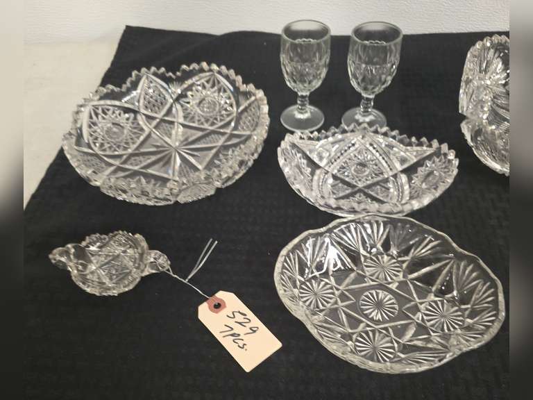Assorted cut glass, some sawtooth edge - Northern Kentucky Auction, LLC