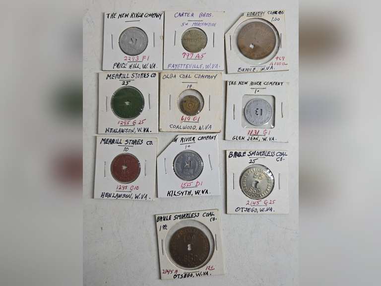 10 West Virginia Coal Scrip Tokens - All Different -Cities on Mounts ...