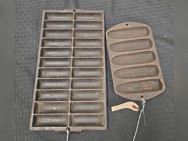 2 Cast Iron Cornbread stick pans. 1 marked 1L - Northern Kentucky ...